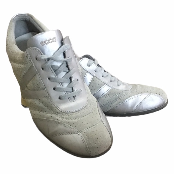 Ecco | Shoes | Ecco Shock Point Silver Leather Tennis Shoes 42 | Poshmark